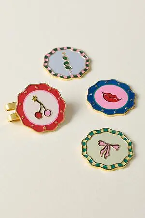 Anthropologie Set Of Four Golf Ball Hat Clips - Grape