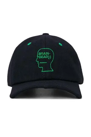 BRAIN DEAD Batwing Logohead Flannel Cap - Navy