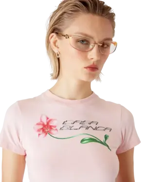 Casablanca Orchid Logo Cropped Baby Tee