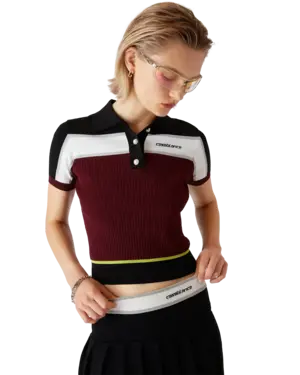 Casablanca Striped Short-sleeve Polo Shirt