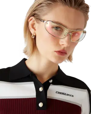 Casablanca Striped Short-sleeve Polo Shirt
