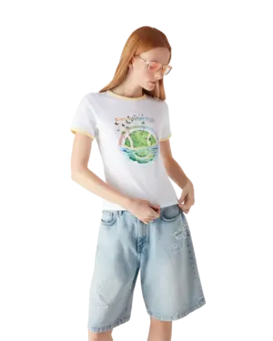 Casablanca Beyond Destiny Longline Ringer Tee - Multicolor