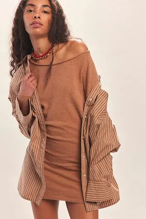 Free People Double Take Sweater Mini Dress - Bronze