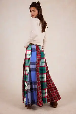 Free People Maizie Plaidwork Maxi Skirt