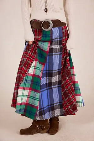 Free People Maizie Plaidwork Maxi Skirt
