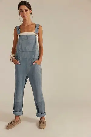 Free People We The Free Suede Overalls Steel Sea
