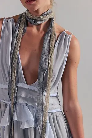 Free People Lola Embellished Skinny Scarf - Silver