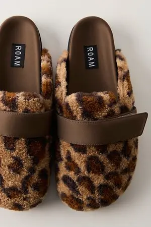 ROAM Fuzzy Leopard Loafer Slippers
