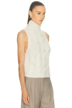 Sablyn Salvia Sleeveless Turtleneck Sweater