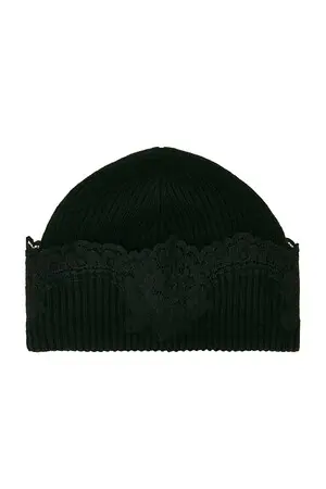 Valentino Garavani V Logo Cashmere Lace Beanie - Nero