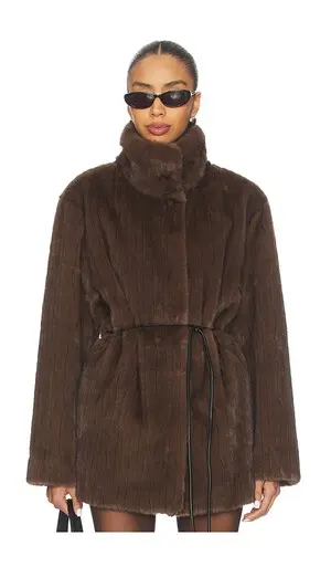 Lpa Maria Faux Fur Coat - Brown