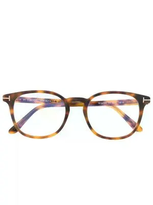 TOM FORD Round Frame Tortoiseshell-effect Glasses - Brown