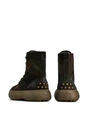 TOD'S Monogram Debossed Lace-up Boots