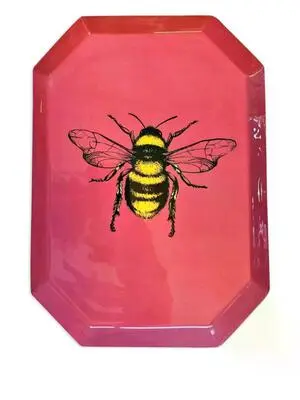 LES-OTTOMANS Bee-print Tray - Red