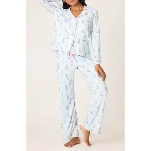 PJ Salvage Doggone Cold Brushed Pointelle Pajamas - Blue Haze