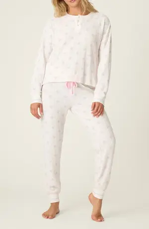 PJ Salvage Brushed Thermal Knit Pajamas - Ivory