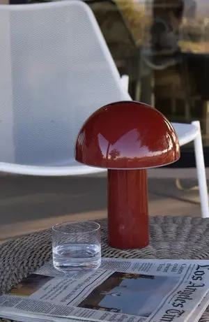BRIGHTECH Celia 10" Portable Touch-controlled Outdoor Patio Mushroom Table Lamp - Red