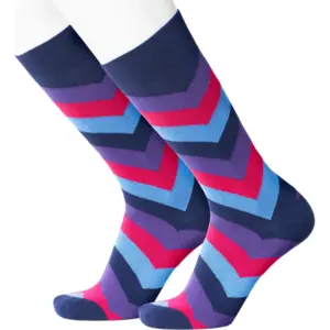 BEAU TIES OF VERMONT Chevron Patterned Socks - Chevron Blue/stripes