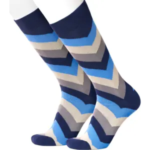 BEAU TIES OF VERMONT Chevron Patterned Socks - Chevron Navy/stripes