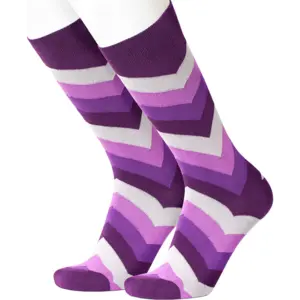 BEAU TIES OF VERMONT Chevron Patterned Socks - Chevron Purple/stripes