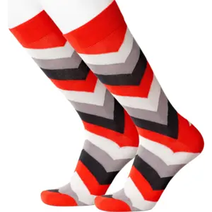 BEAU TIES OF VERMONT Chevron Patterned Socks - Chevron Red/stripes