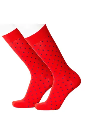 BEAU TIES OF VERMONT Polka Dot Dress Socks - Doterra Red