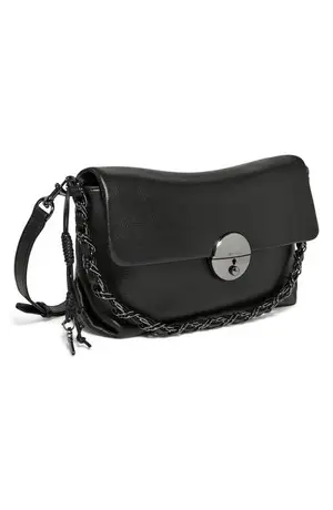 AIMEE Convertible Shoulder Bag With Chain Details - Black
