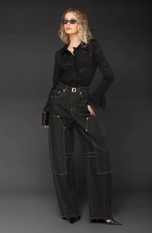 Avec Les Filles Barre Barrel Hem Jeans