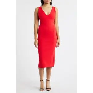 Spanx Spanxshape™ Ponte V-neck Sleeveless Midi Dress - Spanx Red