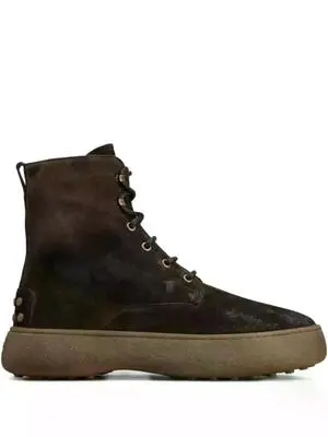 TOD'S Monogram-debossed Lace-up Boots