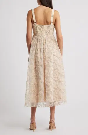 Moon River Ruffle Sleeveless Midi Dress