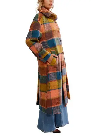 Free People Dalton Plaid Wool Coat