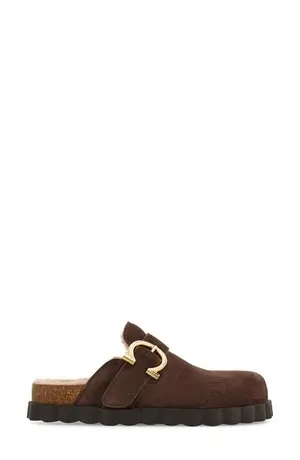 FERRAGAMO Zaida Shearling Lined Clog - Testa Di Moro