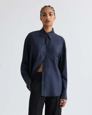 TWP Washed Silk Habotai Shirt - Midnight
