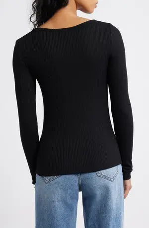 Madewell Rib Knit Square Neck Top