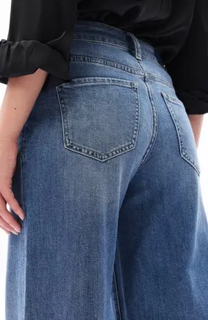 BAYEAS Mid-rise Wide-leg Jeans - Medium Blue