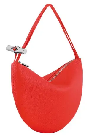 Longchamp Le Roseau Leather Wristlet Clutch - Vermilion