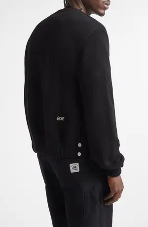 BODE Double-breasted Cotton Cardigan - Black