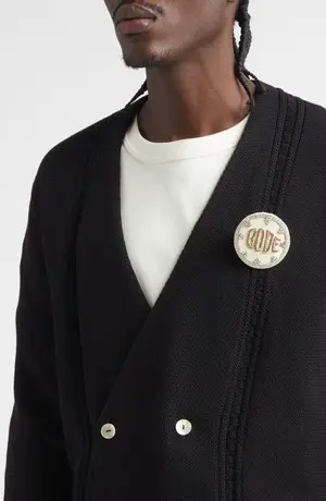 BODE Double-breasted Cotton Cardigan - Black