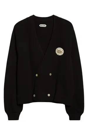 BODE Double-breasted Cotton Cardigan - Black