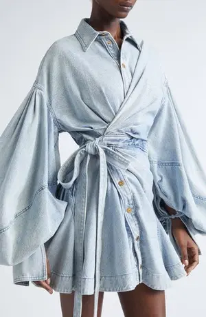 Zimmermann Rebellion Denim Wrap Minidress - Castaway