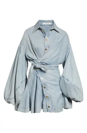 Zimmermann Rebellion Denim Wrap Minidress - Castaway