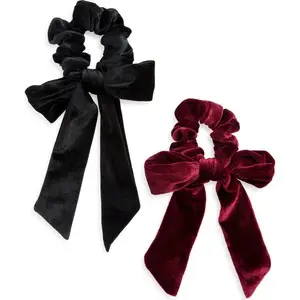CARA 2-pack Bow Hair Tie Set - Burgundy/black