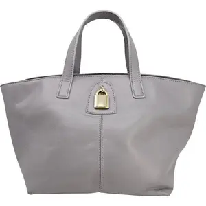 MADISON MAISON Leather Lock Tote Bag - Light Grey