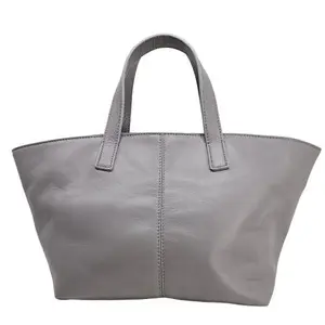 MADISON MAISON Leather Lock Tote Bag - Light Grey