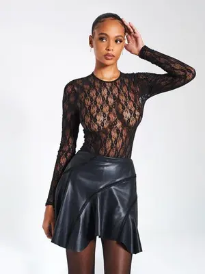 MISS CIRCLE Mariah Vegan Leather Mini Skirt