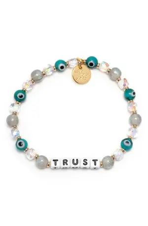 LITTLE WORDS PROJECT Trust Stretch Beaded Bracelet - Blue/green