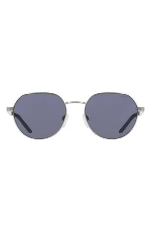 Nike Traveler Trend 52mm Round Sunglasses - Satin Silver/blue