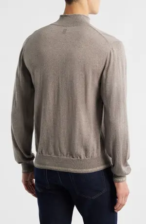 Canali Mock Neck Wool & Silk Blend Sweater - Beige