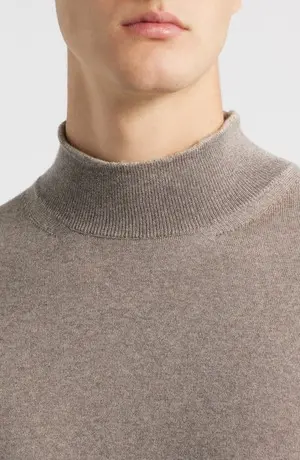 Canali Mock Neck Wool & Silk Blend Sweater - Beige